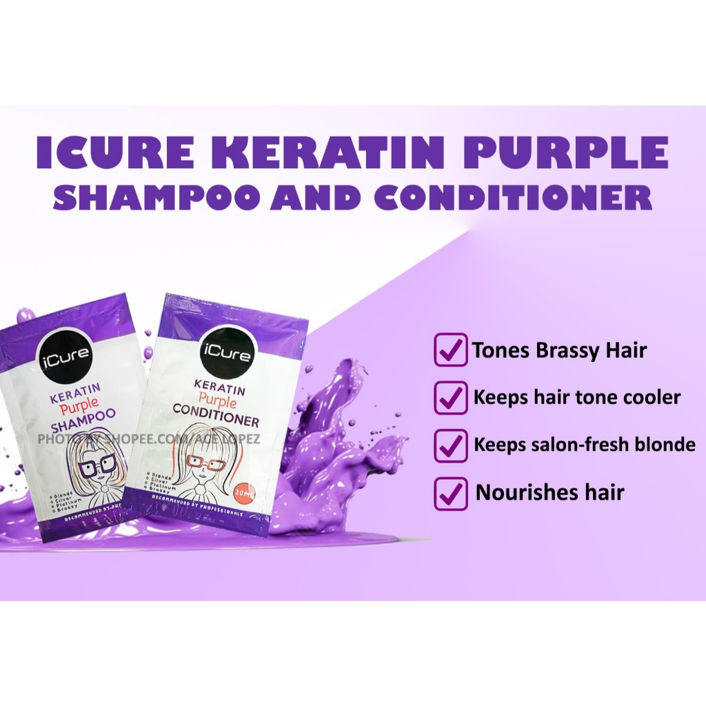 iCure Keratin Purple Maintain Hair Color Shampoo and Conditioner 20ml ...