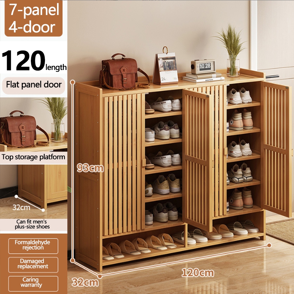 【On Hand】7 Layers Shoe Cabinet Wooden Door With Cover Rattan / Shoe ...