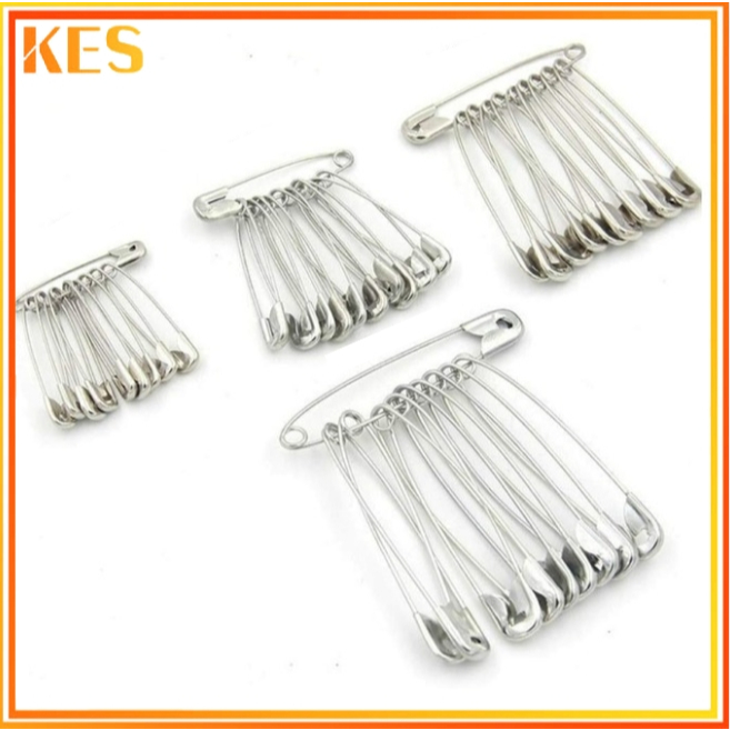 (KES) 12Pcs safety pin set in various sizes in silver, made of metal ...