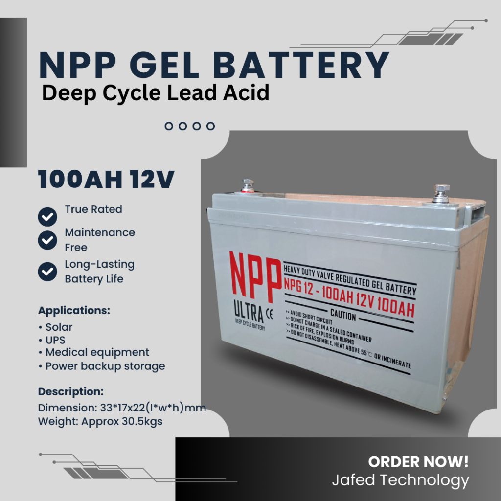 NPP 100AH 12V Gel Deep Cycle Rechargeable Maintenance Free UPS Solar ...