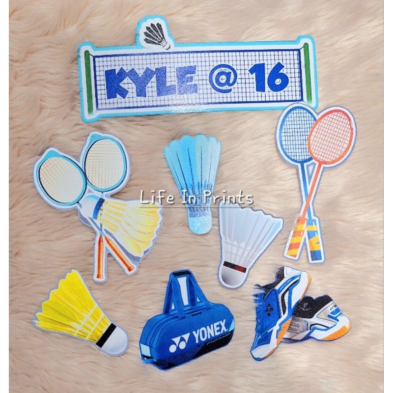 BADMINTON CAKE TOPPER SET/ Printed/ Personalized with NAME and AGE ...