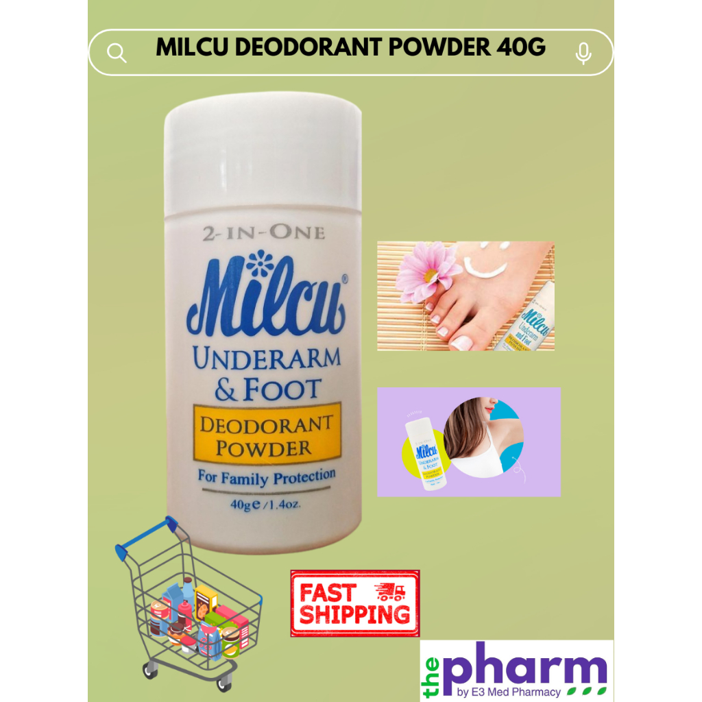 MILCU Underarm & Foot Deodorant Powder 40g | Shopee Philippines