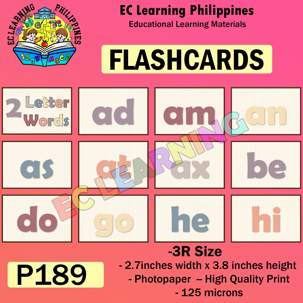 2 Letter Words Flash cards | Shopee Philippines