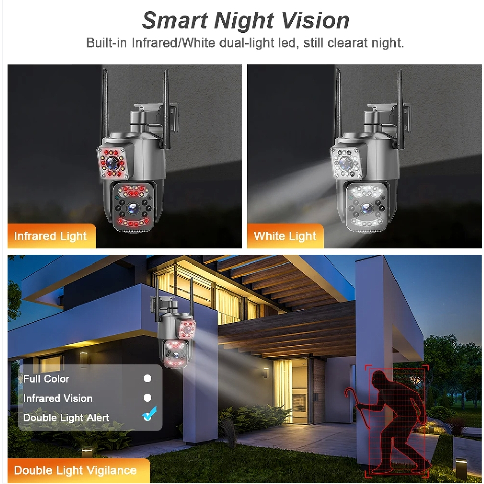 V380 Pro CCTV Camera dual lens Wi-Fi Wireless Outdoor Ip Security 4K 8Mp Night Vision two-way ...