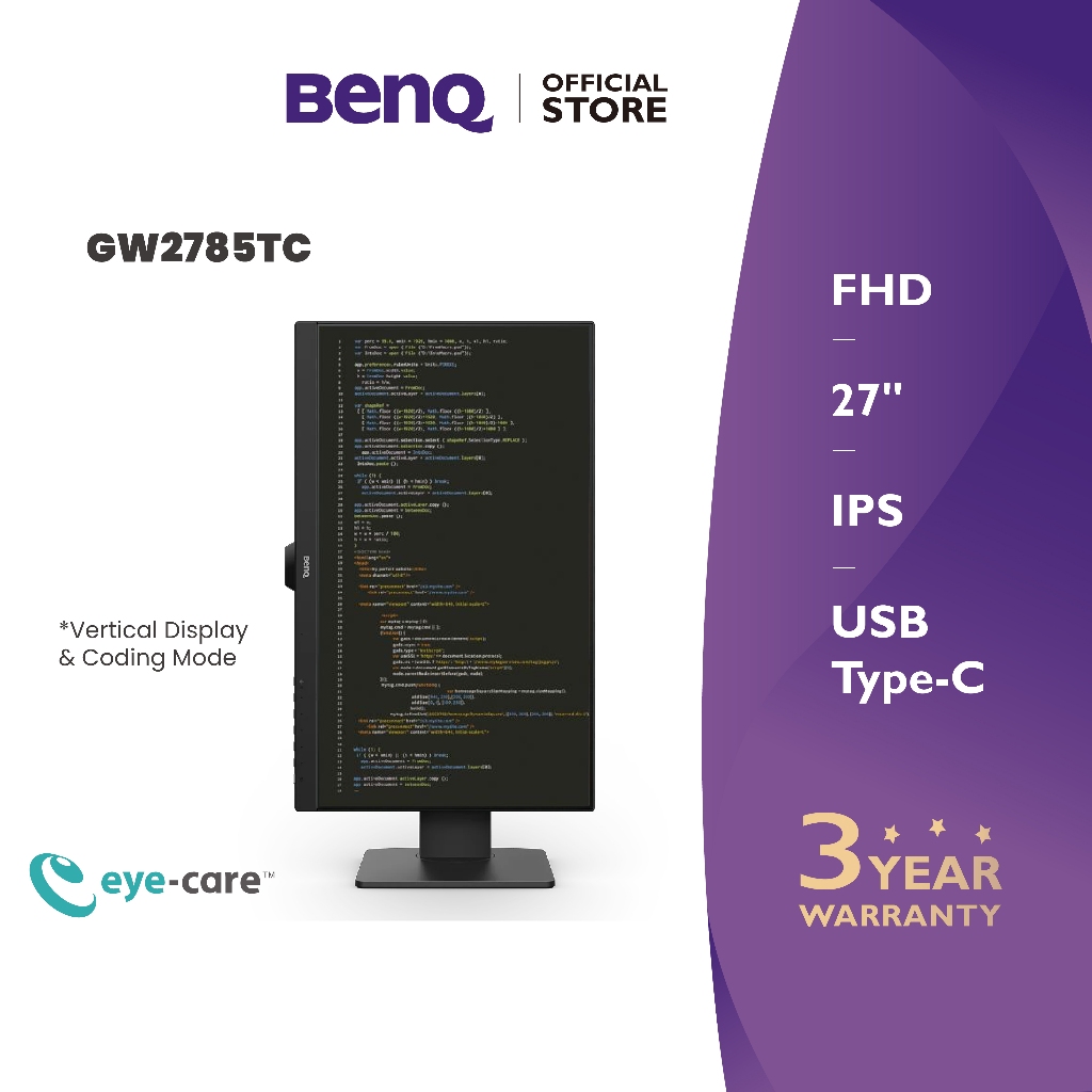 BenQ GW2785TC 75Hz USB-C Height Adjustable IPS Monitor Microphone Work ...