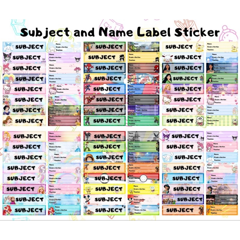 Subject and Name Sticker Labels for Notebook | Shopee Philippines