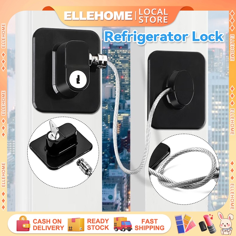 Refrigerator Lock Baby Stainless Steel Cable Lock with Keys Adhesive No ...