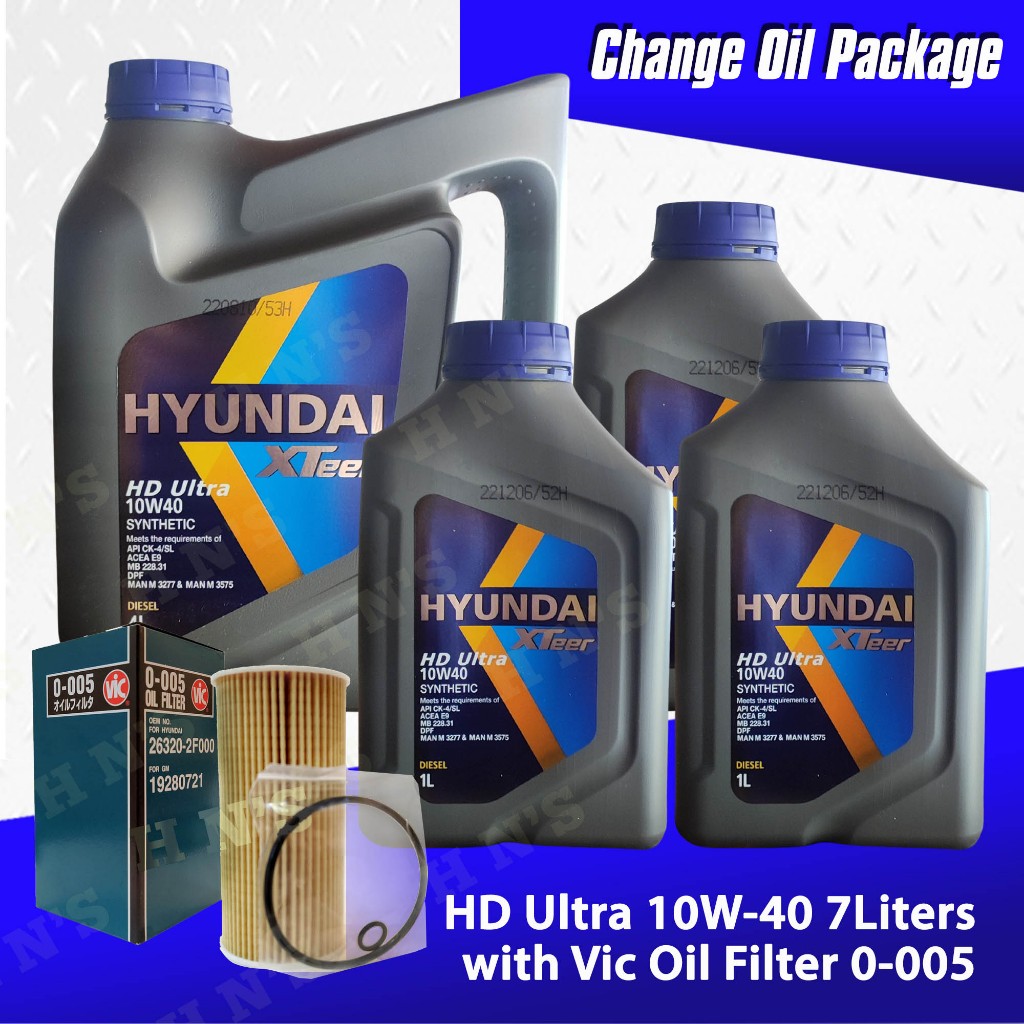 Hyundai XTeer HD Ultra 10W-40 API CK-4 Synthetic Motor Oil Package for ...