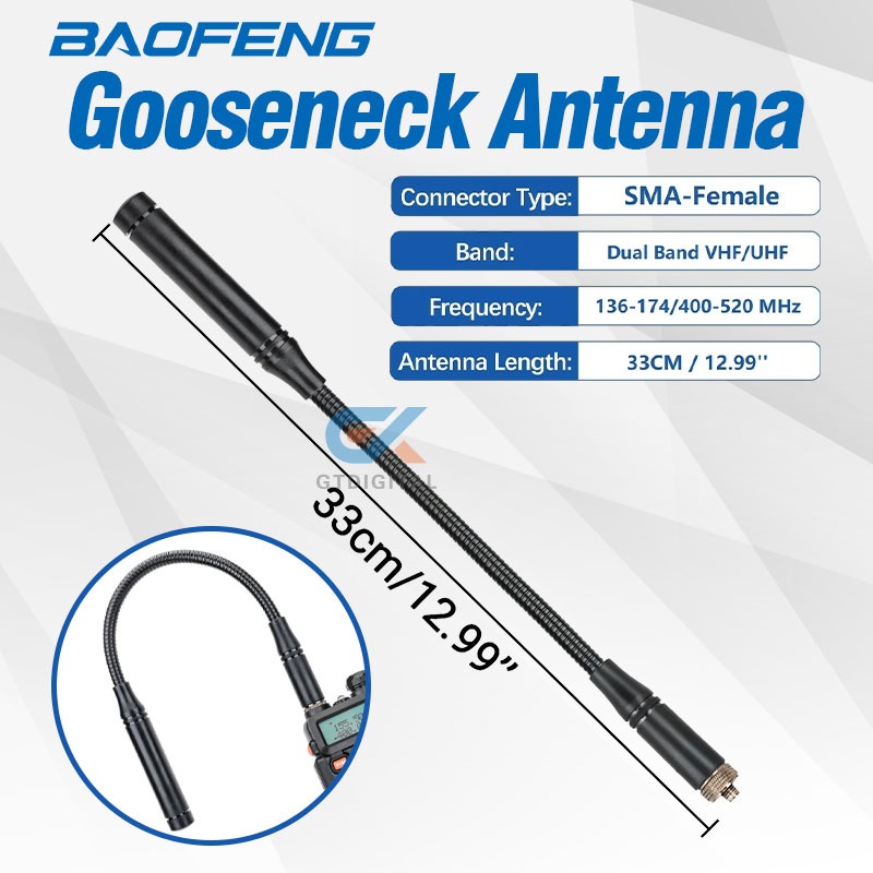 Baofeng UV-25 Gooseneck Tactical Antenna SMA-Female Dual Band VHF UHF Goose Tube For UV-5R Ham ...