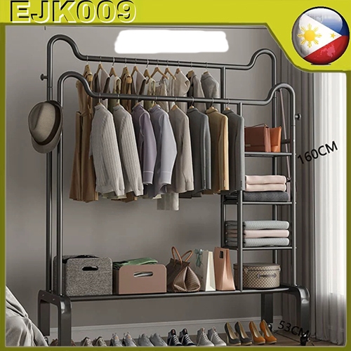 COD Double Coat Rack With Hooks Floor-Standing Multifunctional Drying ...