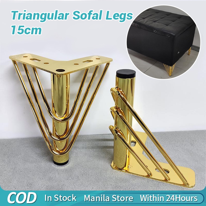 Triangular Metal Furniture Feet 15cm Gold Heavy Duty Replacement ...