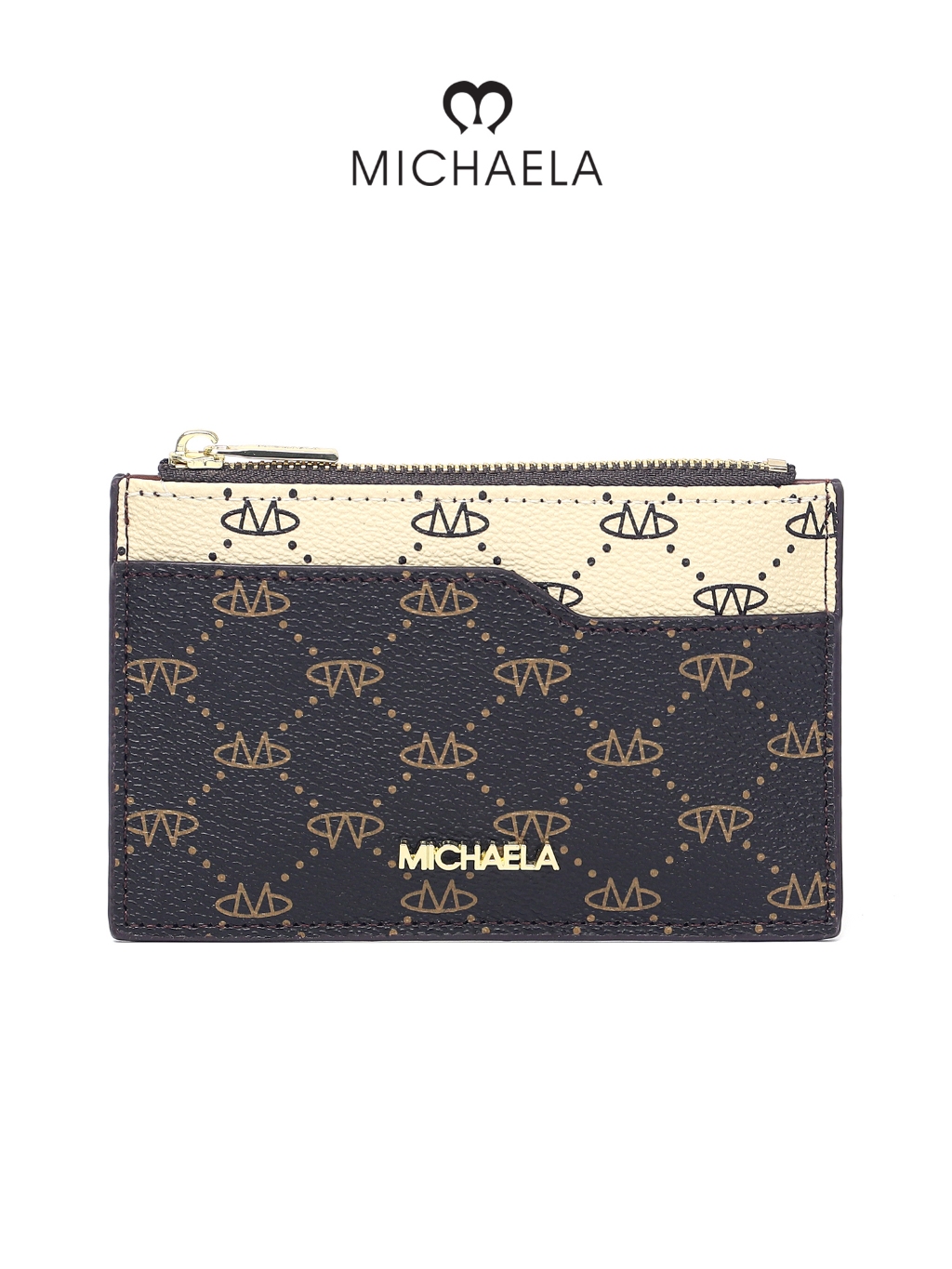 MICHAELA Two Tone Card Holder Chic Cat-Head Checkered Print Slim ...