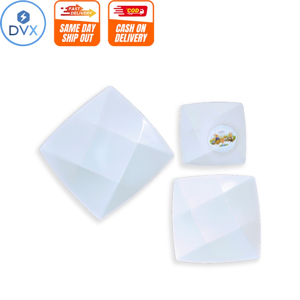 *CLC 3-in-1 Plastic Plate Set with Spoons Square Round Shape Plates ...
