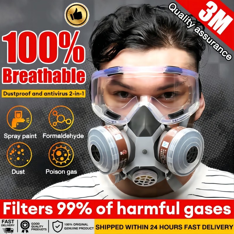 Dual Filter Gas Respirator Mask Chemical Anti-DustPaint Industrial Gas ...
