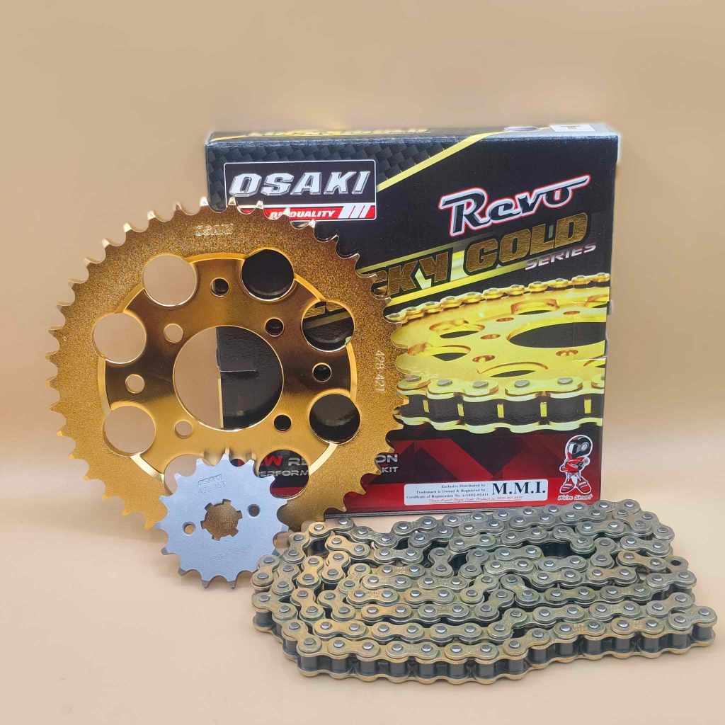 OSAKI REVO LUCKY GOLD SERIES RAIDER150 CHAIN & SPROCKET SET 428-132L ...