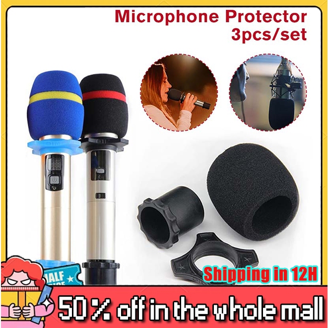 3Pcs/Set Mic Protector Handheld Microphone Protection Black Mic Foam ...