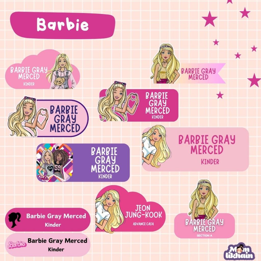 Personalized Barbie Name Stickers Waterproof Tear Proof | Shopee ...