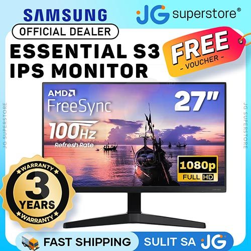 Samsung 27" 100Hz Full HD IPS Essential S3 Monitor LS27C330GAEXXP for ...