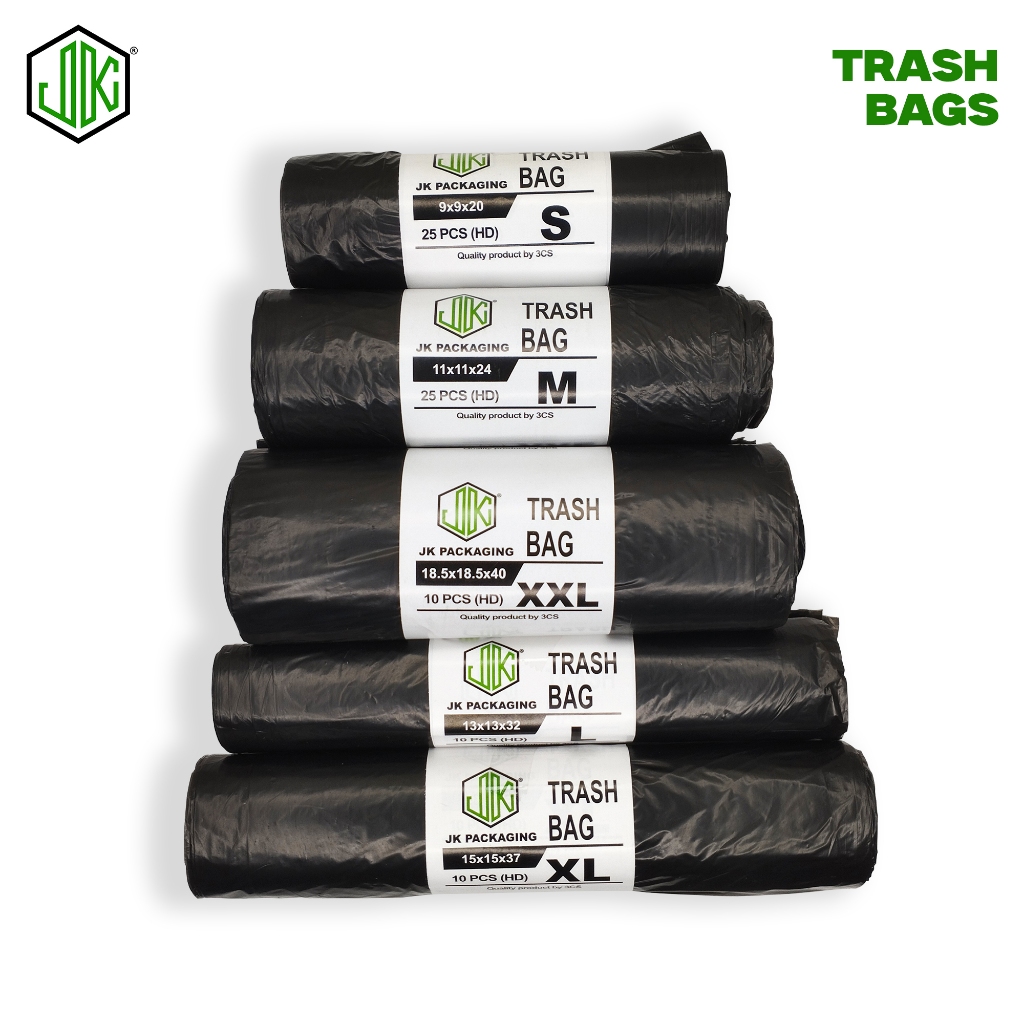 JKM Roll Trash Bag Black Clear Garbage Plastic Bags Small Medium Large ...