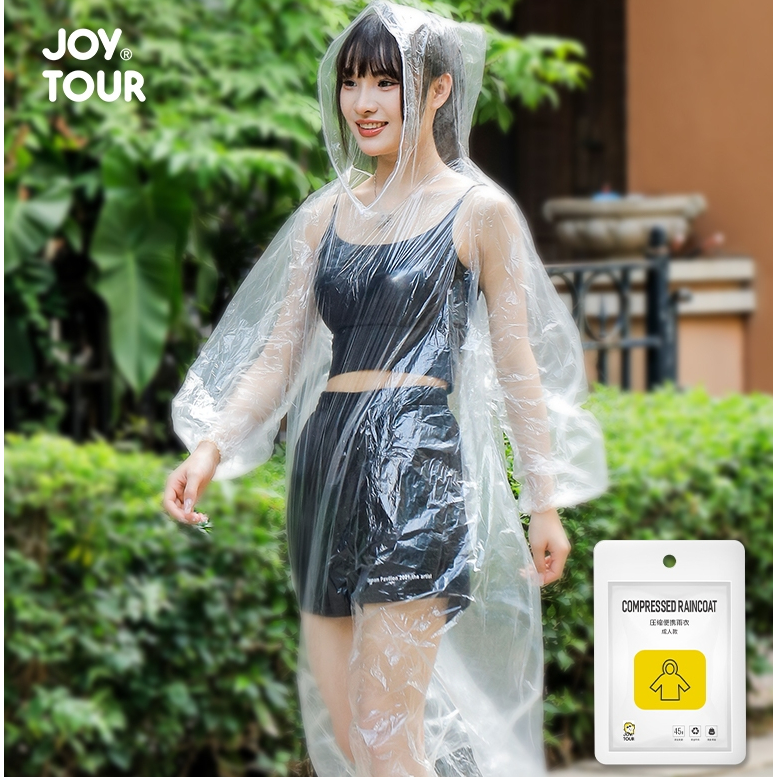 1pc Portable Compressed Raincoat with headgear Towel Adult kids ...