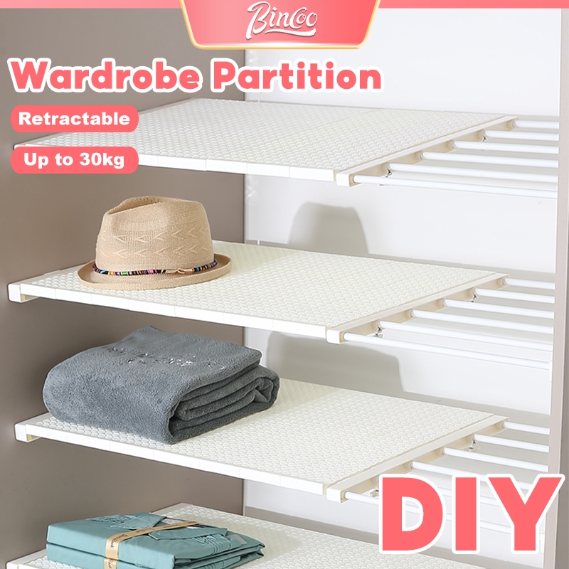 BINCOO Wardrobe Storage Cabinet Retractable DIY Wardrobe Partition ...