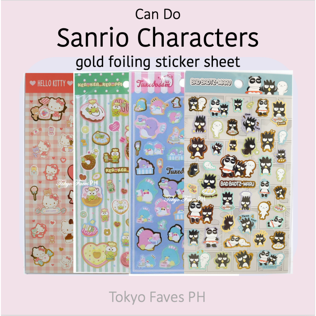 Sanrio Character sticker sheet with gold foiling Hello Kitty ...