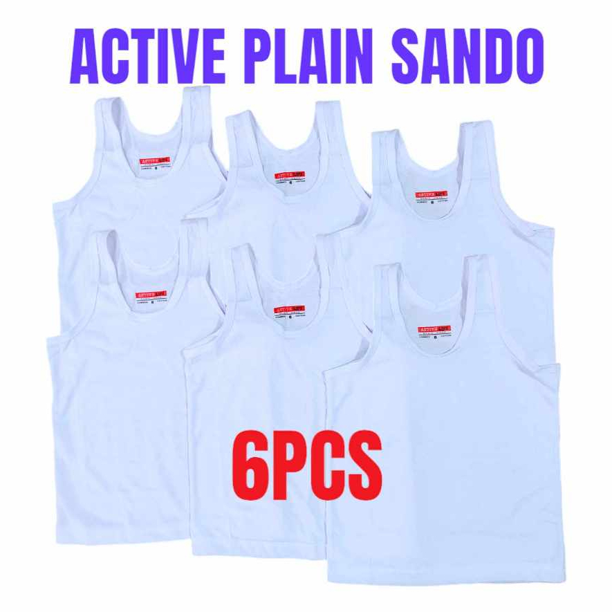 6pcs Active Wear SANDO PLAIN WHITE FOR BOY Kids AGE 0-15YRS OLD ...
