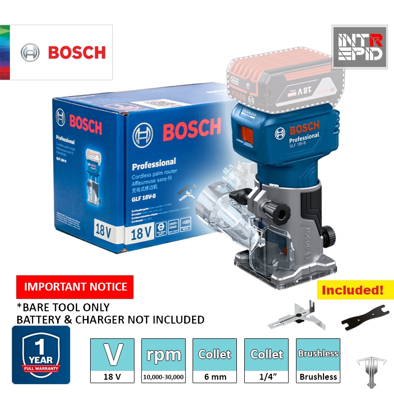 Bosch GLF 18V-8 Professional 18 V Brushless Cordless Palm Router (Bare ...