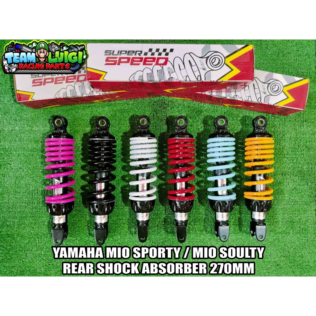 SUPER SPEED YAMAHA MIO SPORTY / SOULTY / SOUL 115 / FINO REAR SHOCK ABSORBER BLACK SERIES 270MM ...