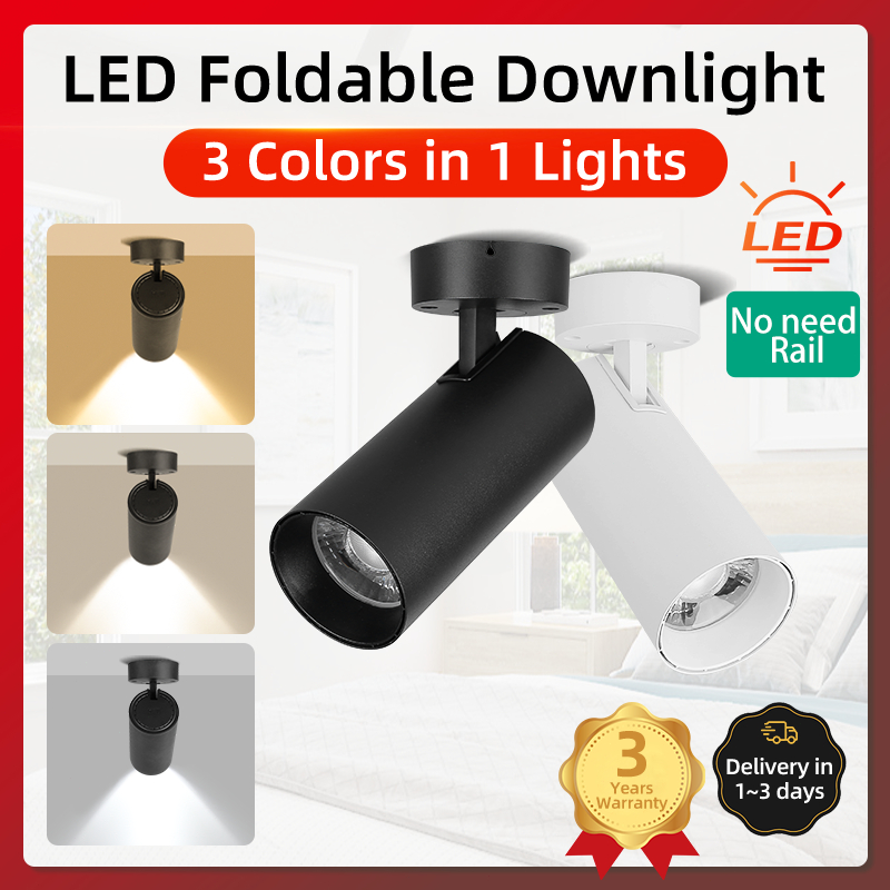 LED Ceiling Light Adjustable Pin Light Foldable Spotlight Tri Color For ...