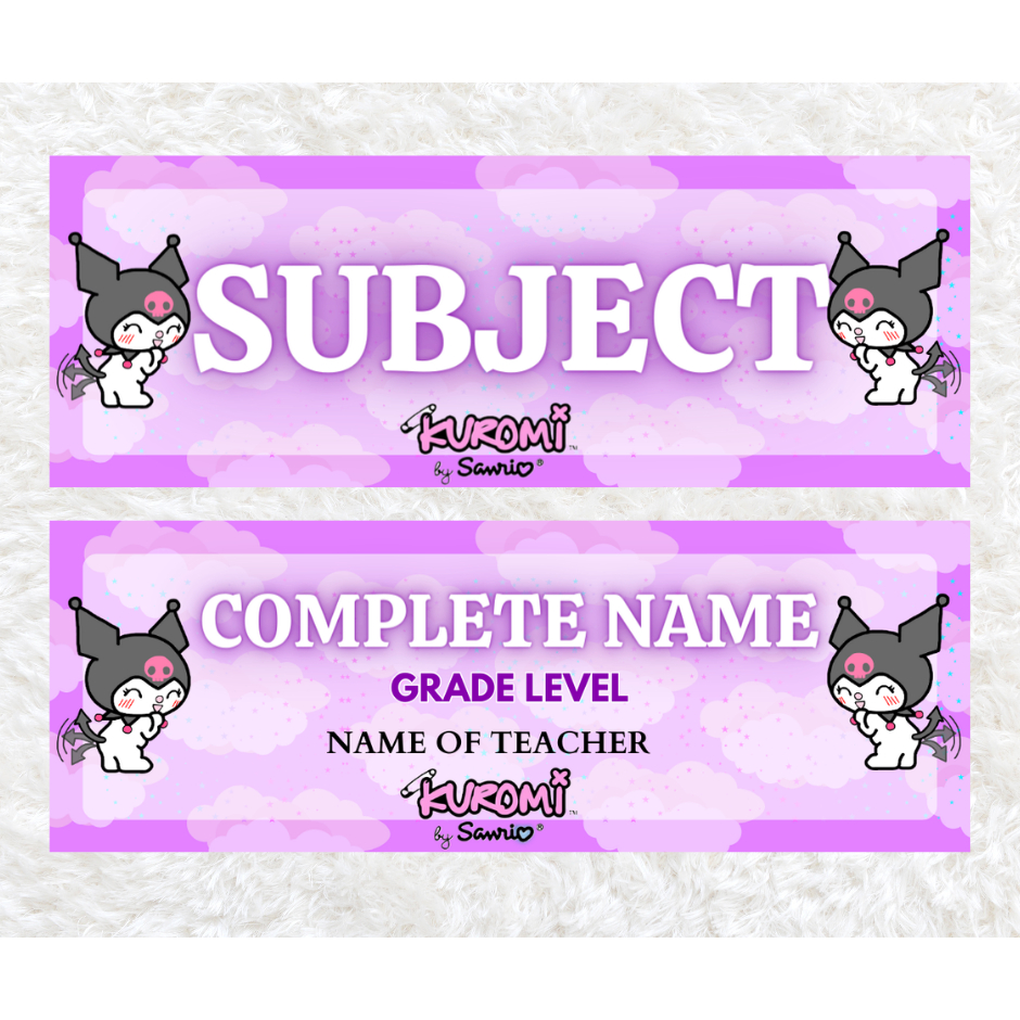 Kuromi Subject and Name Sticker's for Notebook / a4 Size / 8Subjects ... Kuromi Subject and Name Sticker's for Notebook / a4 Size / 8Subjects ...