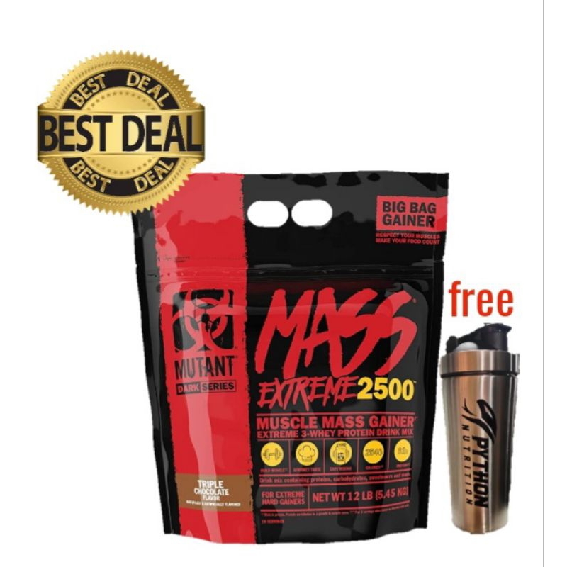Mutant Mass Extreme 2500, 12lbs. Free stainless shaker! | Shopee Philippines