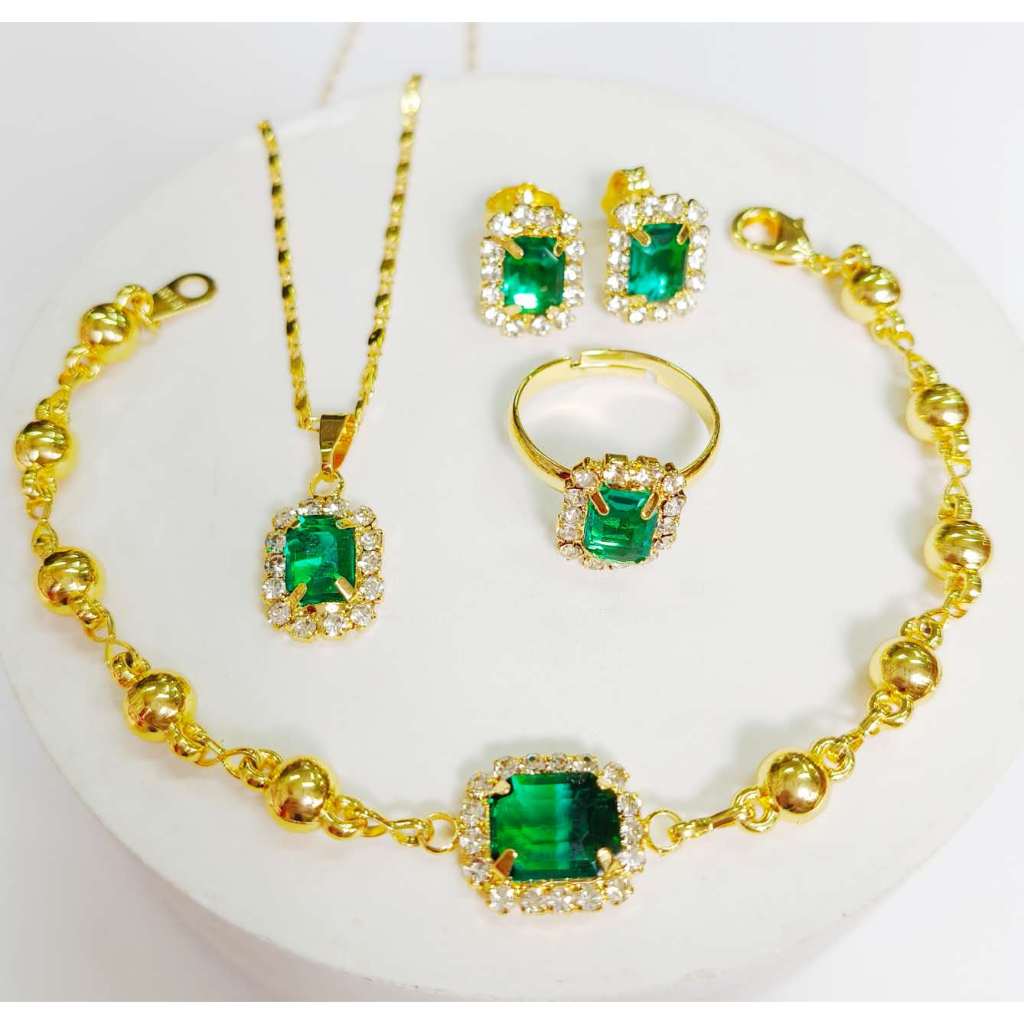 LS JEWELRY 24k Gold Plated 4in1 set 6colors Crystal set Bangkok Gold ...