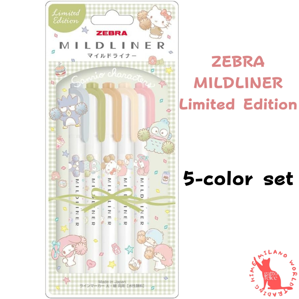 Zebra Highlighter Mildliner Sanrio 5-Color Set Gentleness and Mildness ...