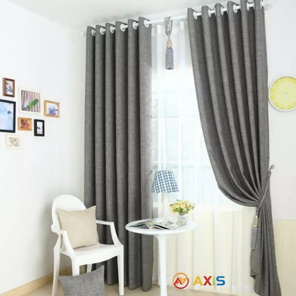 7ft GRAY Curtain Blackout for Living Room Window Bedroom Fabric Ready ...