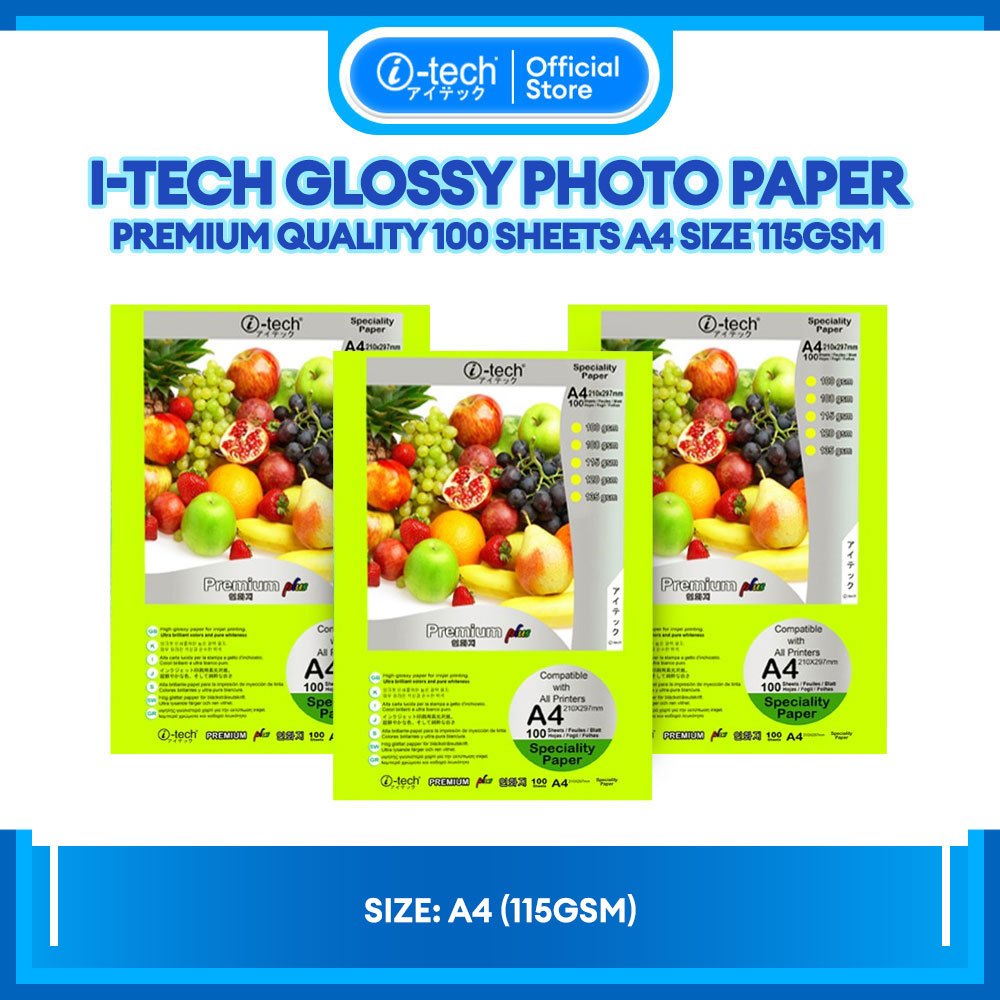 i-tech Glossy Photo Paper Premium Quality (115gsm/135gsm) | Shopee ...