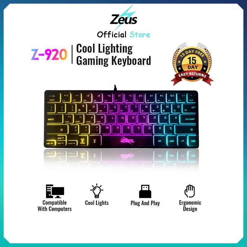 Zeus® Z-920 RGB Gaming Keyboard - 64 Keys Keypad / Keyboard Multi Color ...