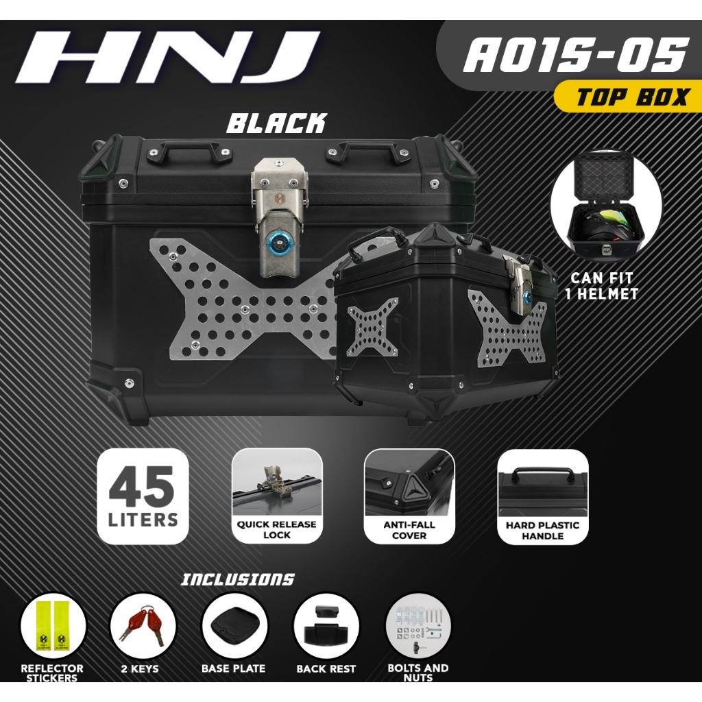 HNJ Top Box For Motorcycle 45L Compartment Box With Base Plate For ...
