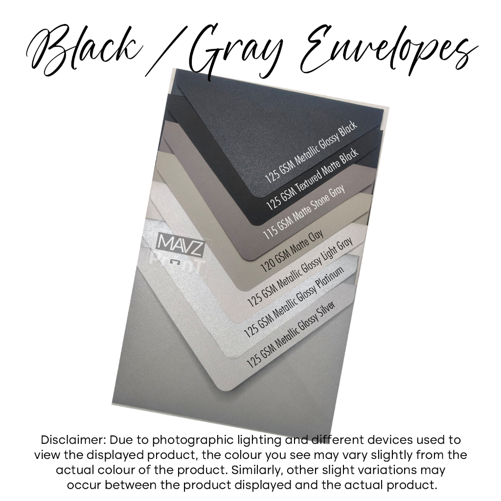 Baronial Black Gray Envelope for Wedding Baptismal Birthday Debut 5R ...