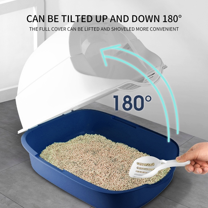 Big Large Cat Litter Box With Cover Scoop Fully Enclosed Cat Toilet ...