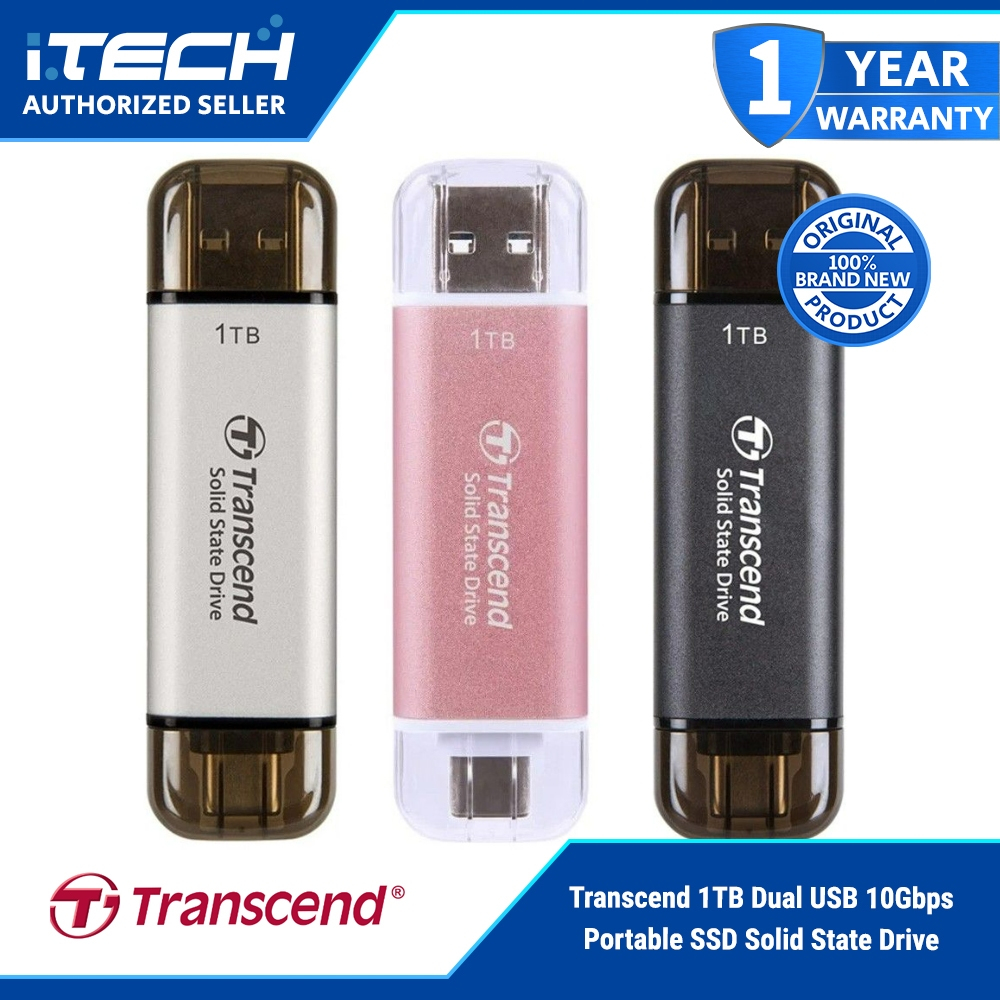 Transcend 1TB Dual USB 10Gbps Portable SSD Solid State Drive | Shopee ...