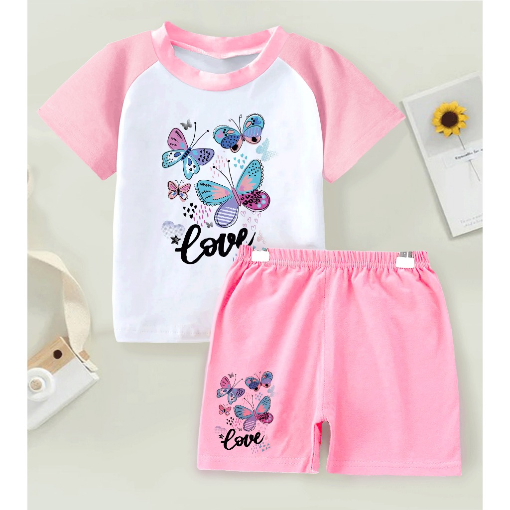 Pastel Color Rainbow Cute Design Terno White And Pink Raglan For Kids ...