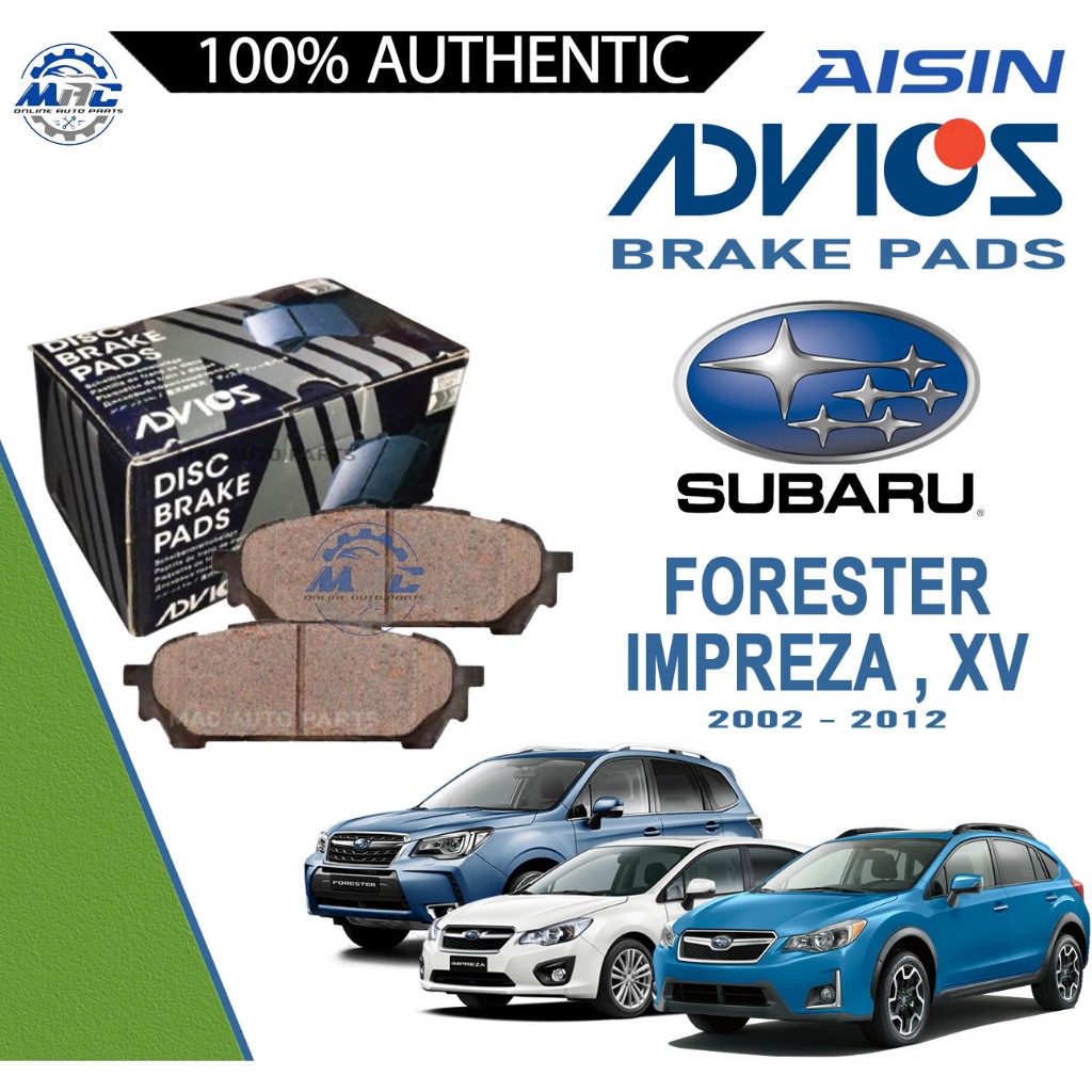 AISIN ADVICS BRAKE PADS FRONT SET Subaru Forester , XV and Impreza 2002 to 2012 ( F1N018V ...