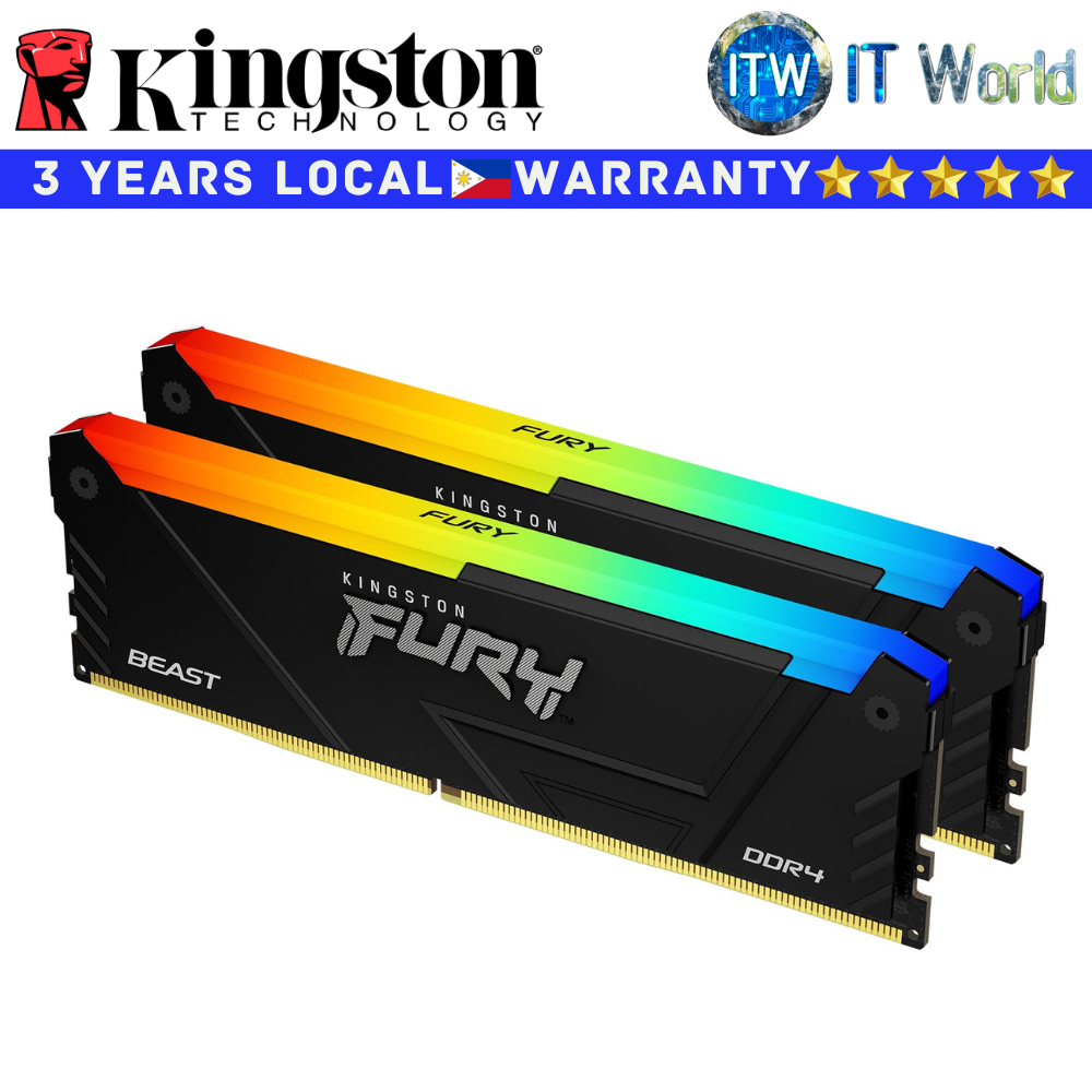 Kingston DDR4 RAM 64GB (32GBx2) 3600MT/s Fury Beast RGB Desktop Memory ...