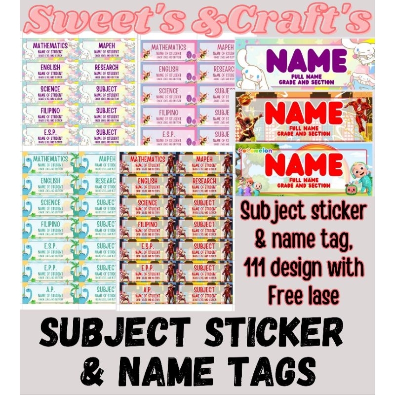 subject labels sticker & name tags free lase | Shopee Philippines
