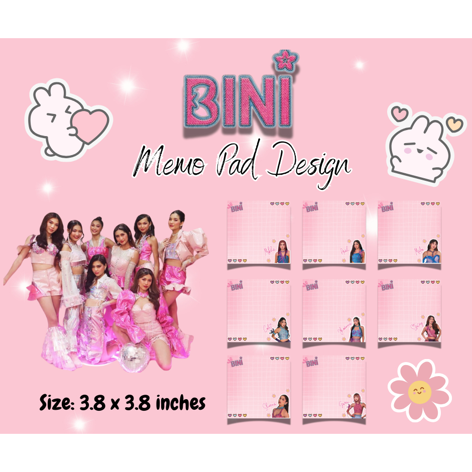 BINI Memo Pad Design Notepad 50 sheets individually packed Machine Cut ...
