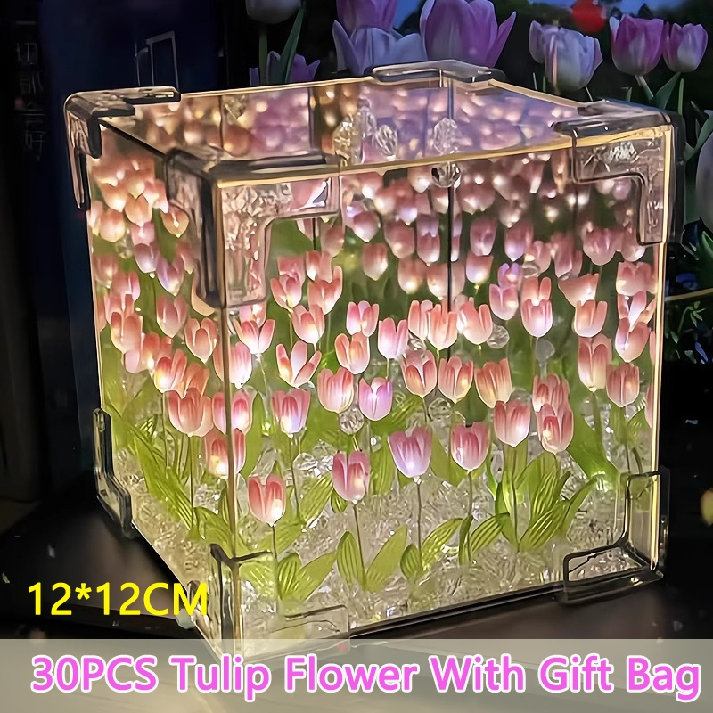 Tulip lamp Led Mirror Light Rubik's Cube Night Light DIY 21 PCS Flower ...