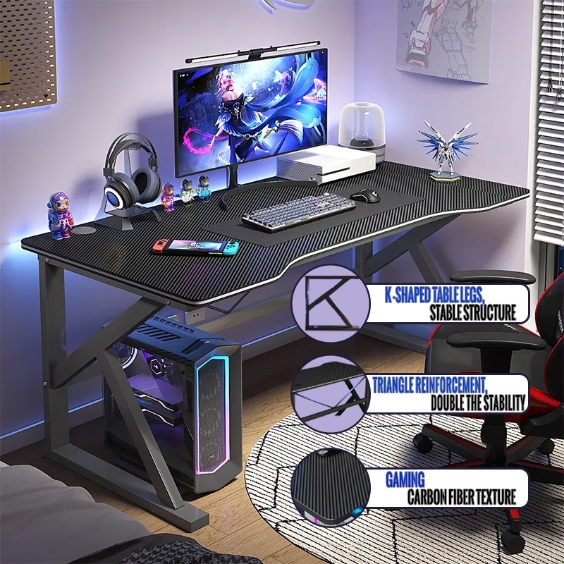 140×60CM Carbon Fiber Computer Table Modern Minimalist Gaming Table ...