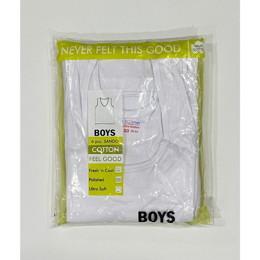 Blue Corner 6 in 1 BOYS SANDO WHITE | Shopee Philippines