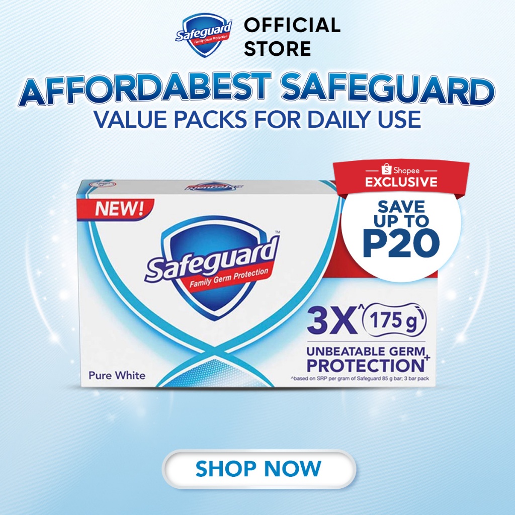Safeguard Antibacterial Pure White Tripid Bar Soap (175g) | Shopee ...